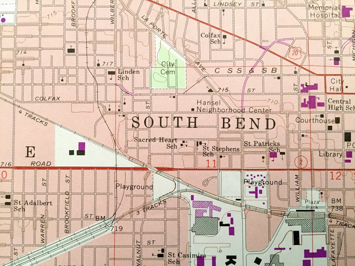 Antique South Bend West Indiana 1969 US Geological Survey | Etsy