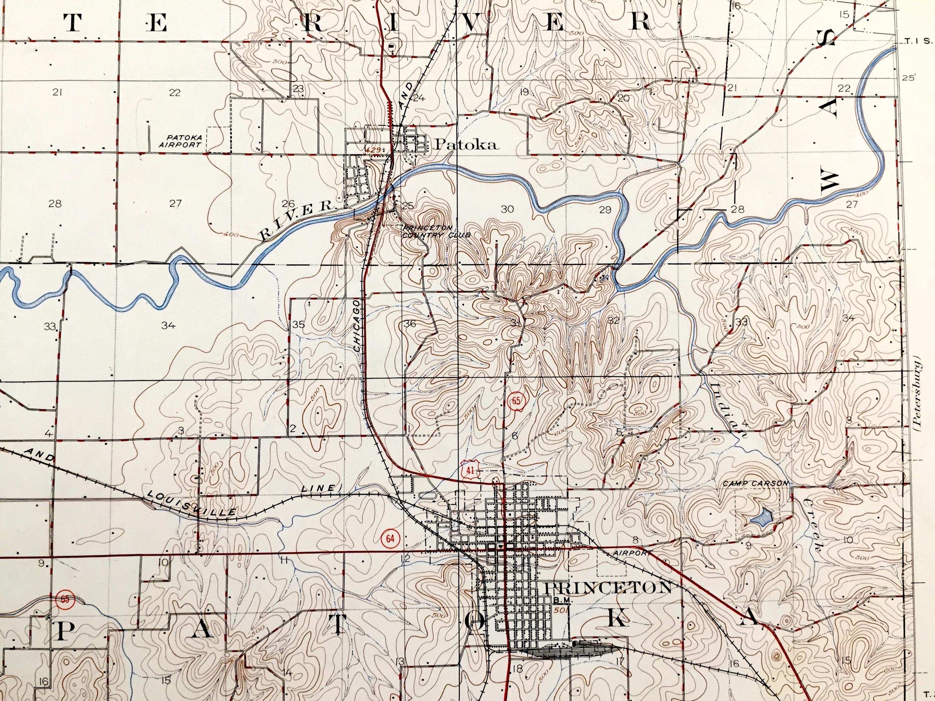 Antique Princeton, Indiana 1901 US Geological Survey Topographic Map ...