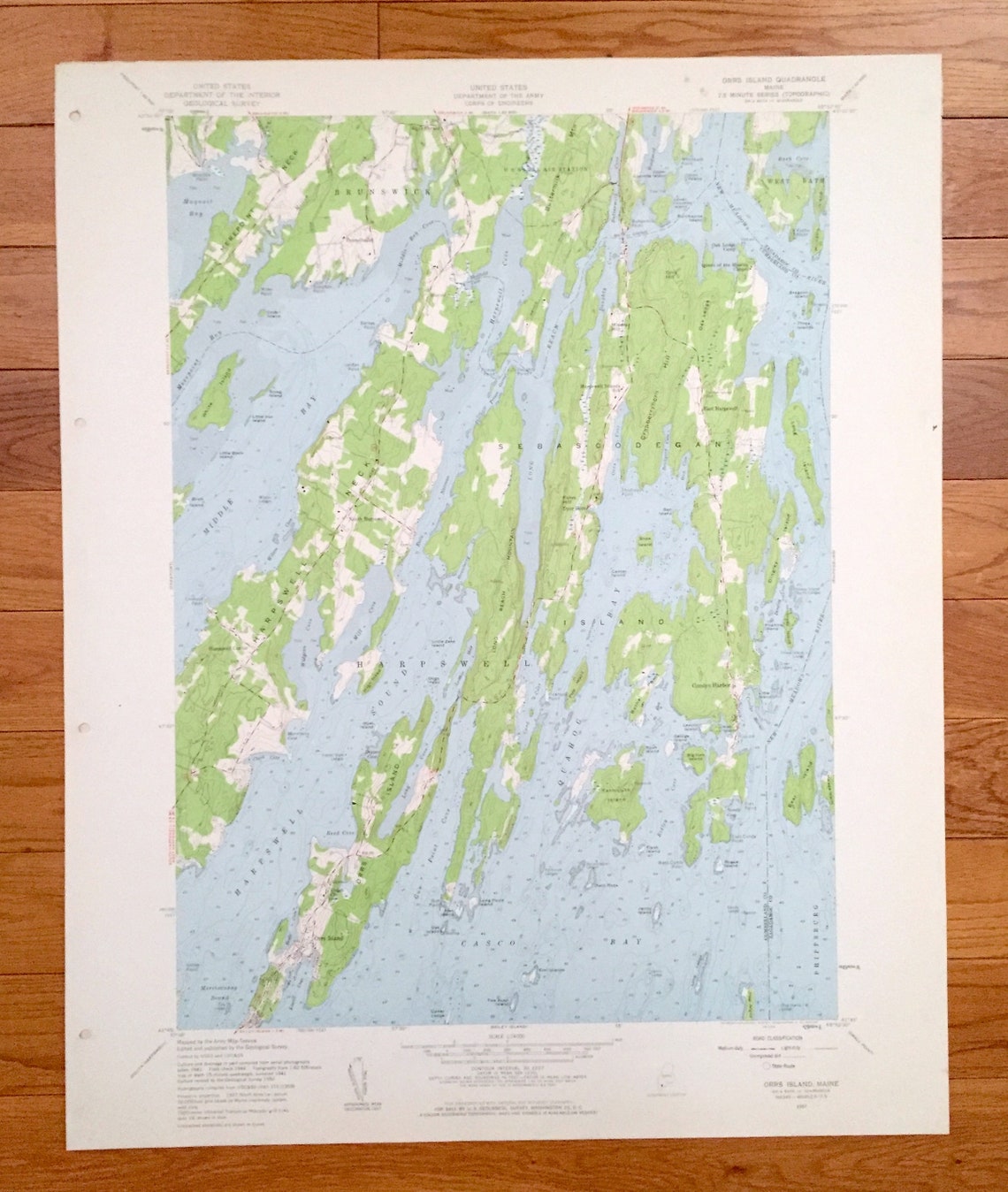 Antique Orrs Island Maine 1957 US Geological Survey | Etsy