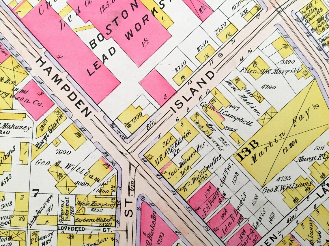 Antique 1906 Roxbury Massachusetts Map From GW Bromley Atlas - Etsy