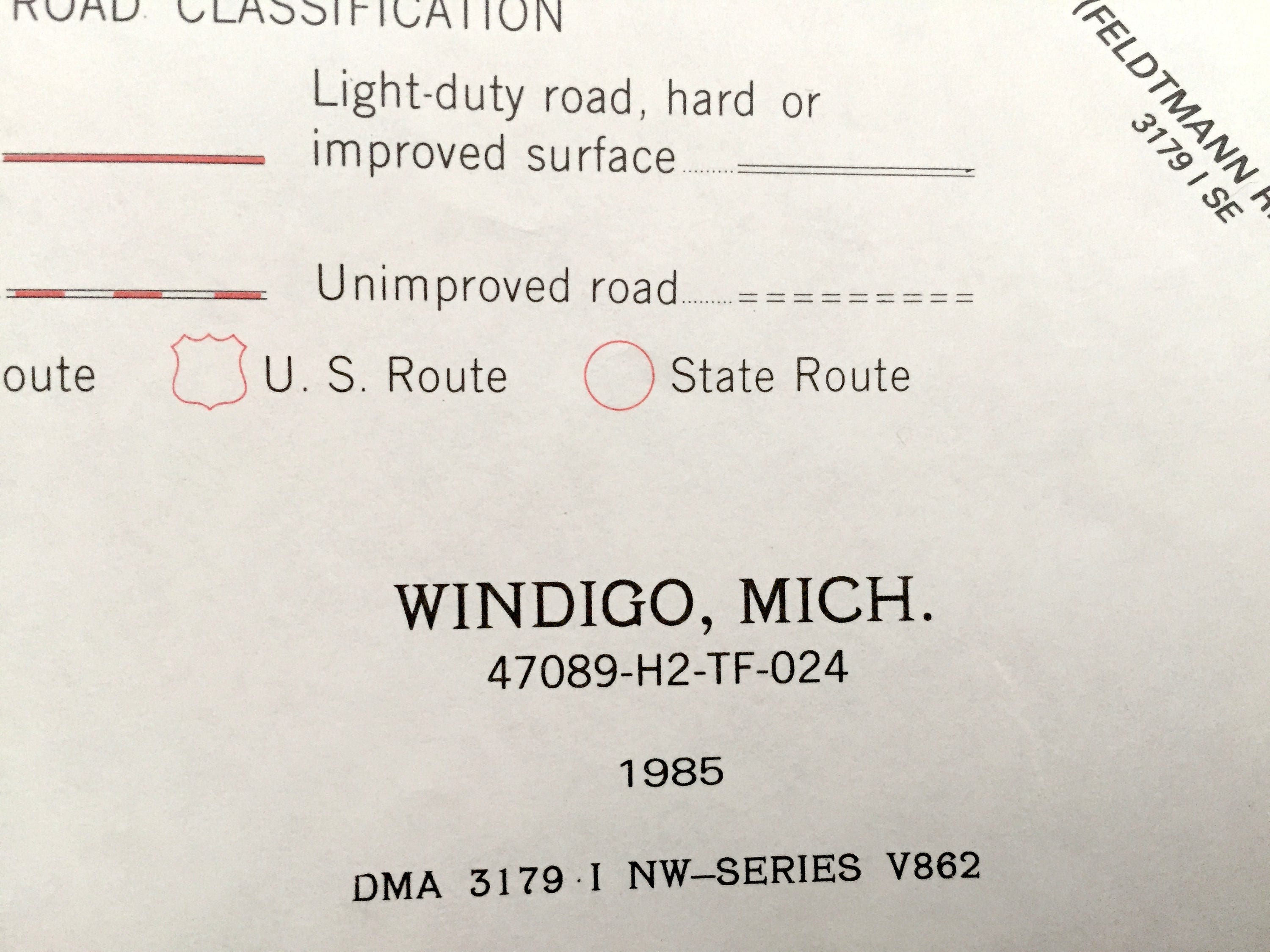 Antique Windigo, Michigan 1985 US Geological Survey Topographic Map ...