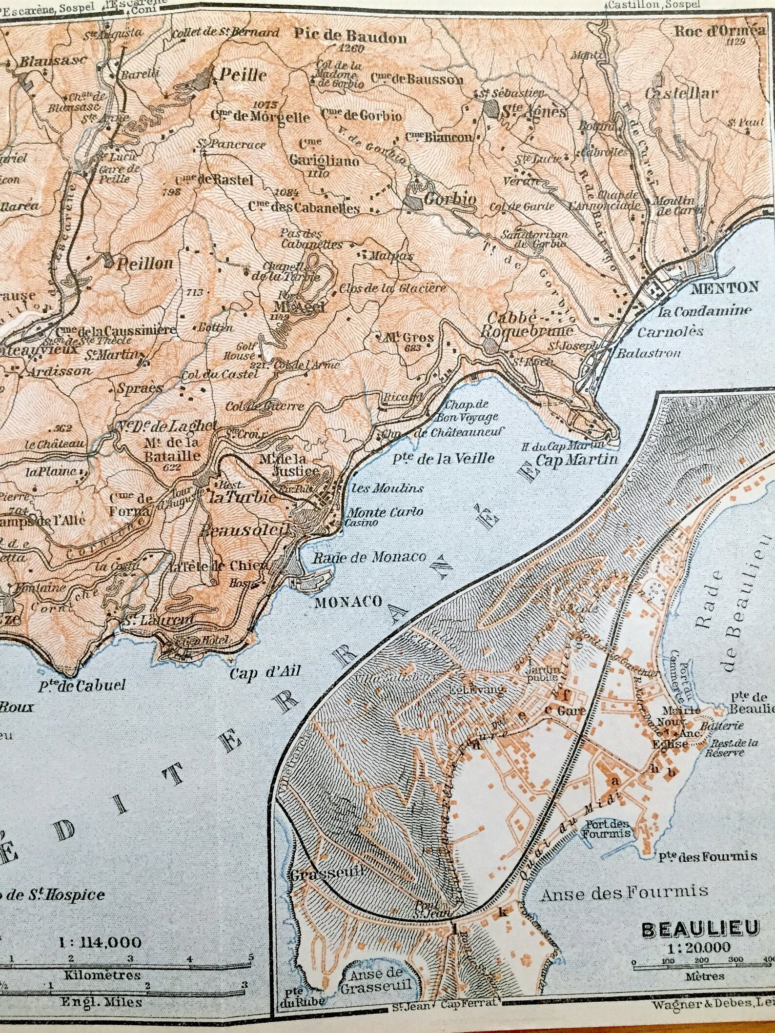Antique 1914 Nice Beaulieu France Map from Baedekers Guide | Etsy