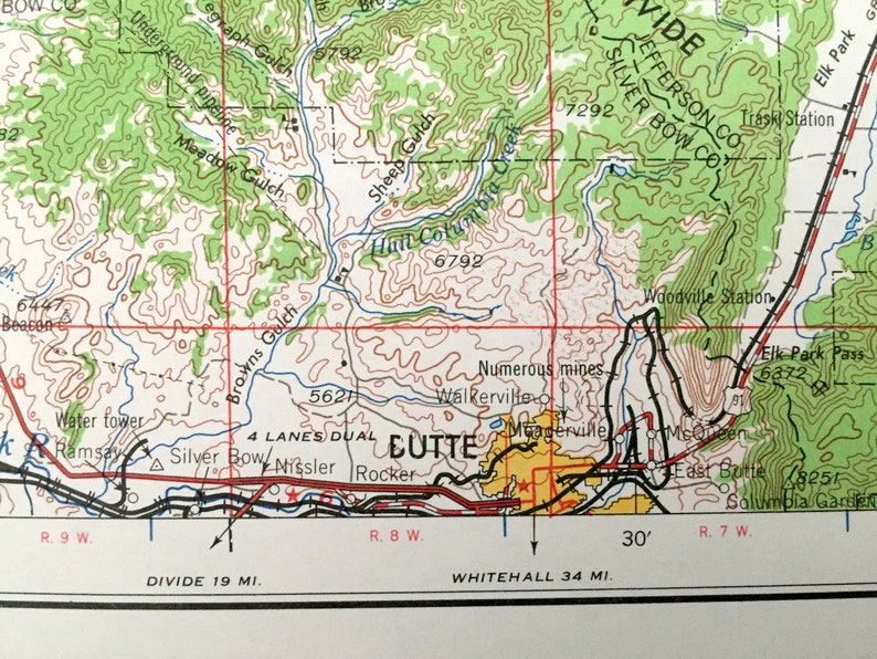 Antique Butte Montana 1962 US Geological Survey Topographic - Etsy