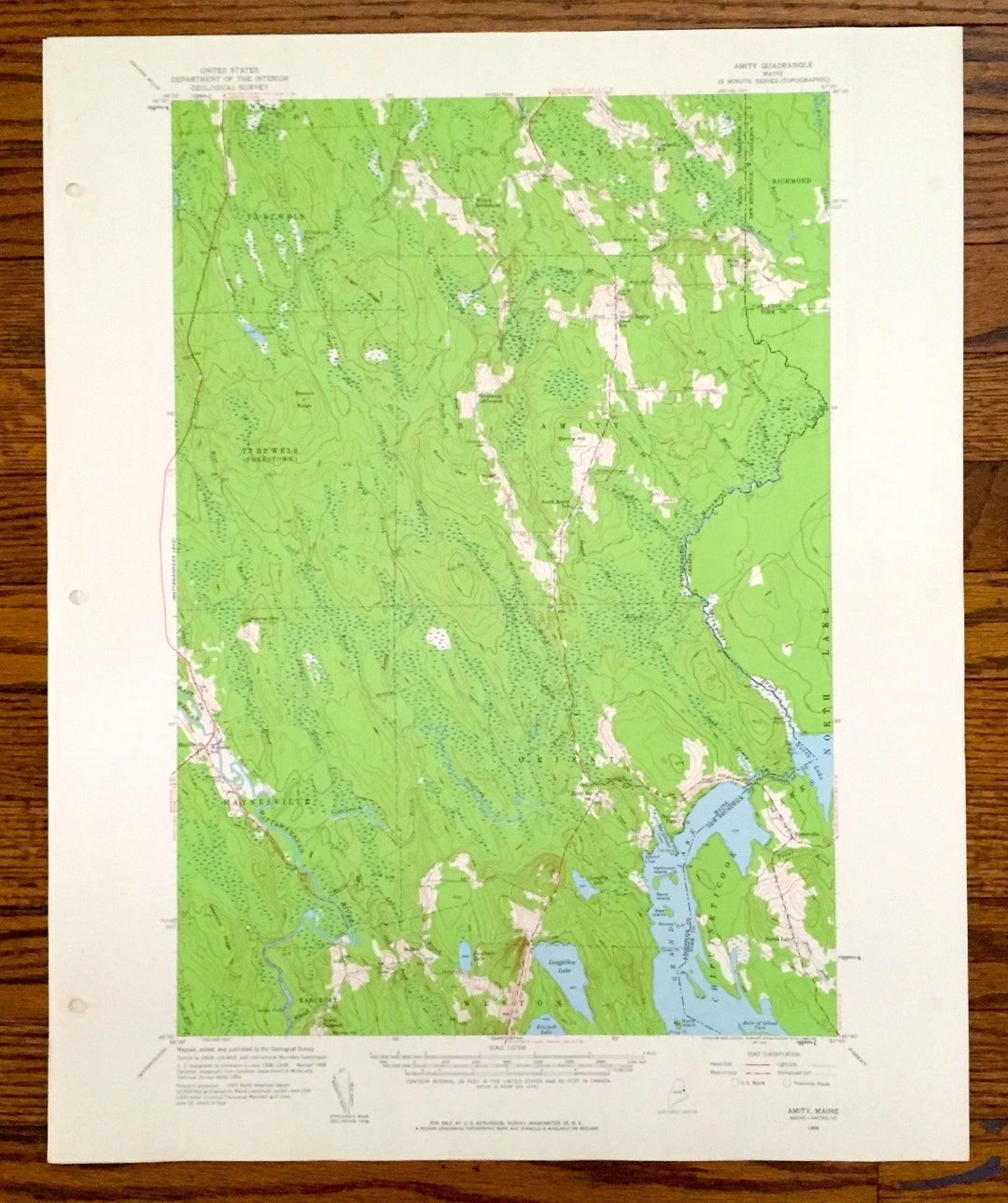 Antique Amity, Maine 1958 US Geological Survey Topographic Map ...