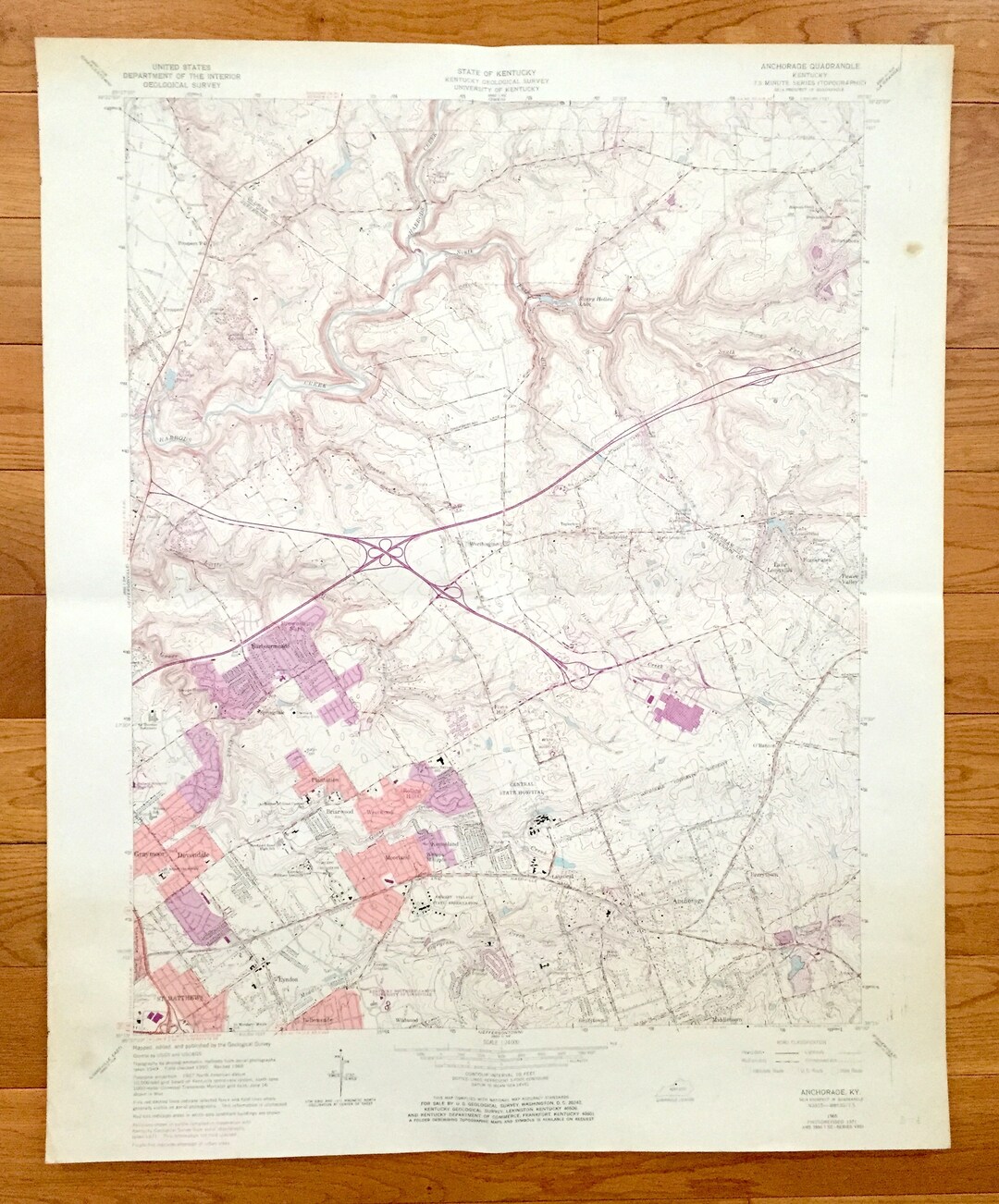 Antique Anchorage, Kentucky 1965 US Geological Survey Topographic Map ...