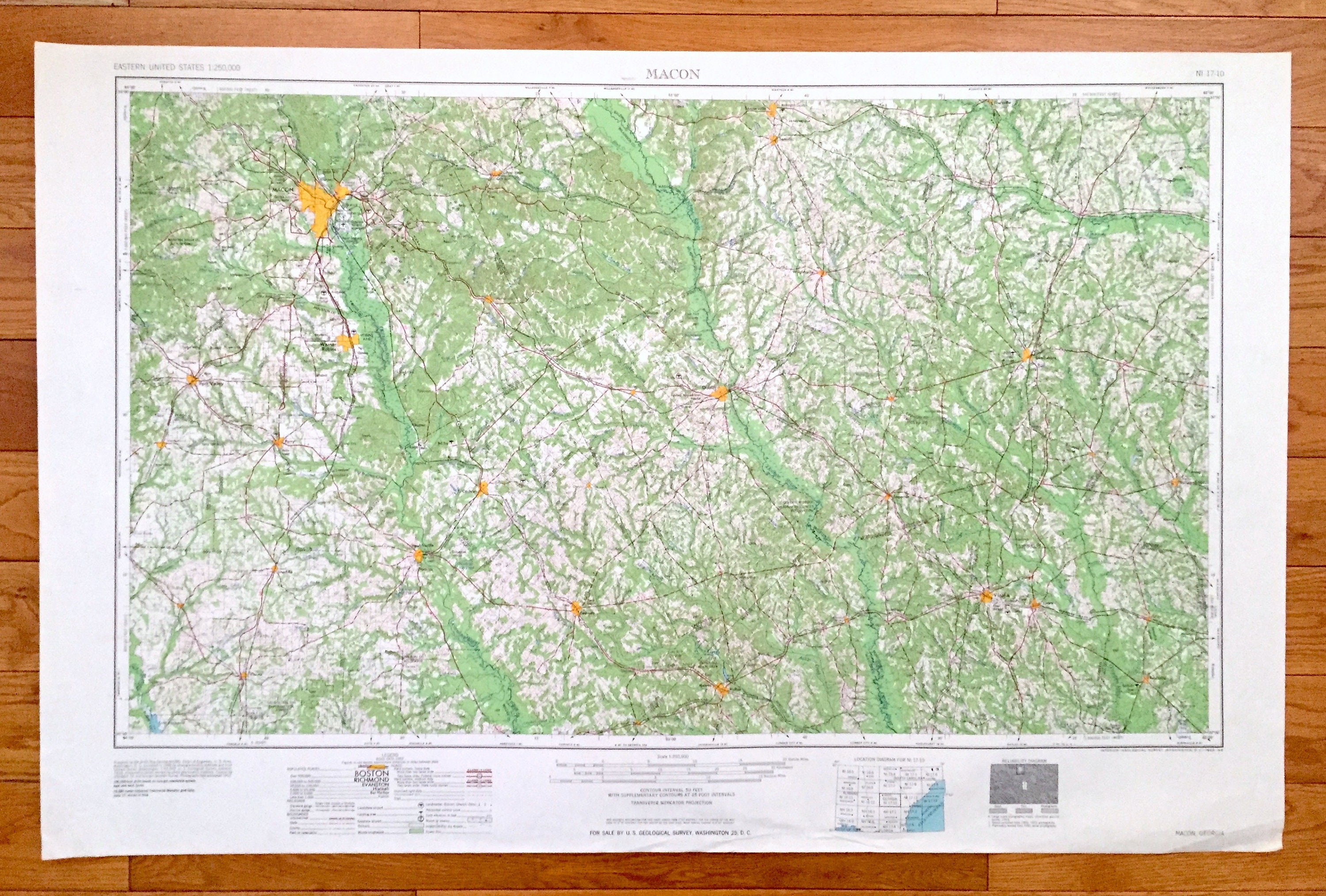 Antique Macon Georgia 1964 US Geological Survey Topographic | Etsy