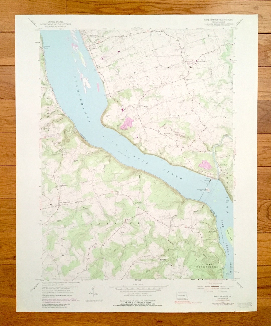 Antique Safe Harbor, Pennsylvania 1955 US Geological Survey Topographic ...