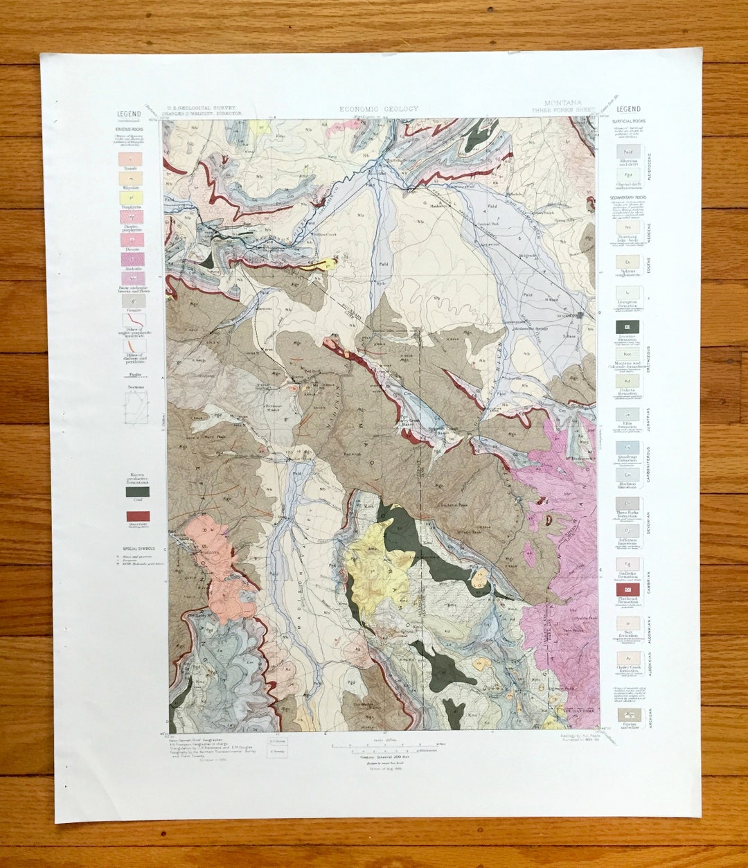 Antique Three Forks, Montana 1886 US Geological Survey Topographic Map ...