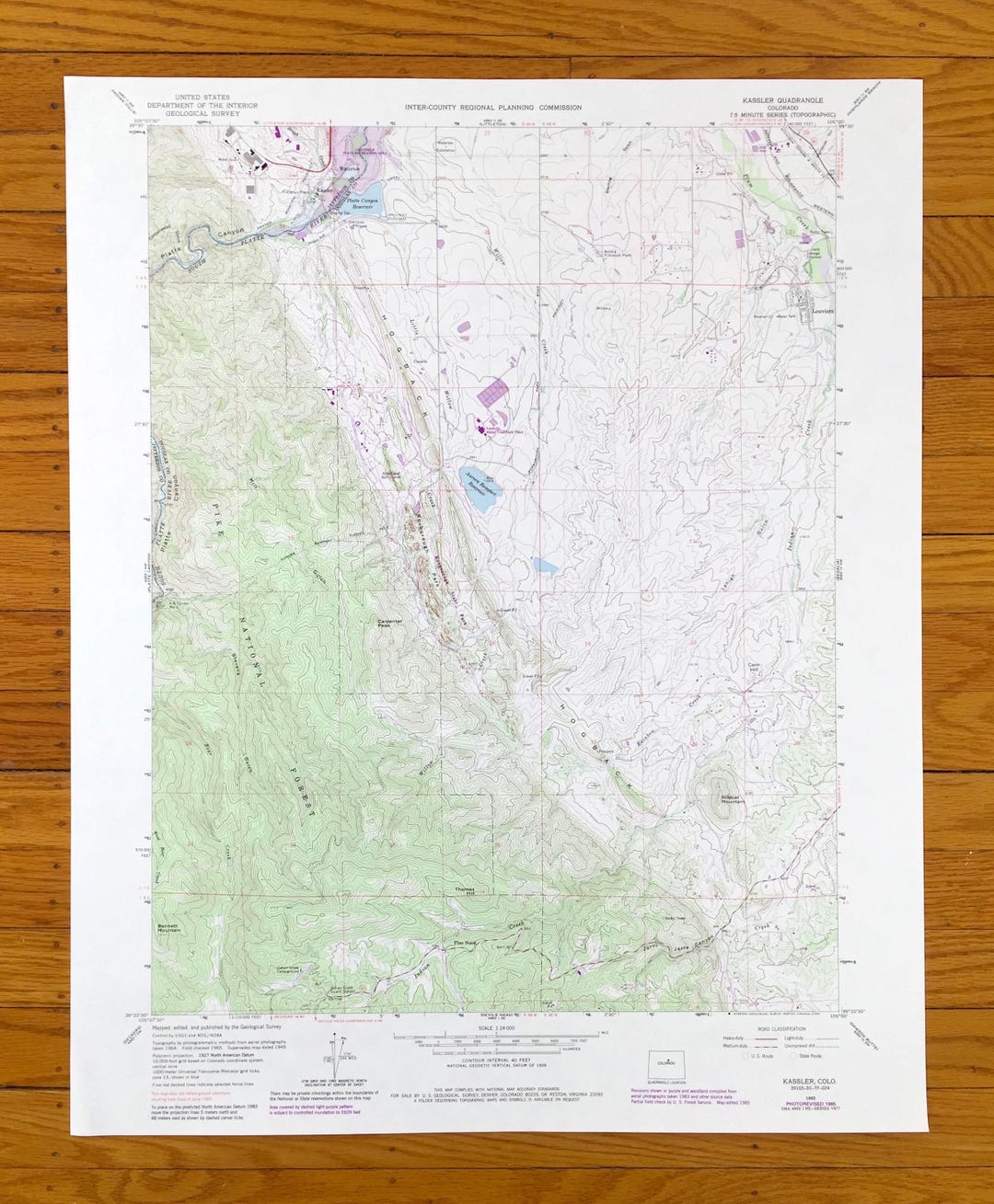 Antique Kassler, Colorado 1965 US Geological Survey Topographic Map ...