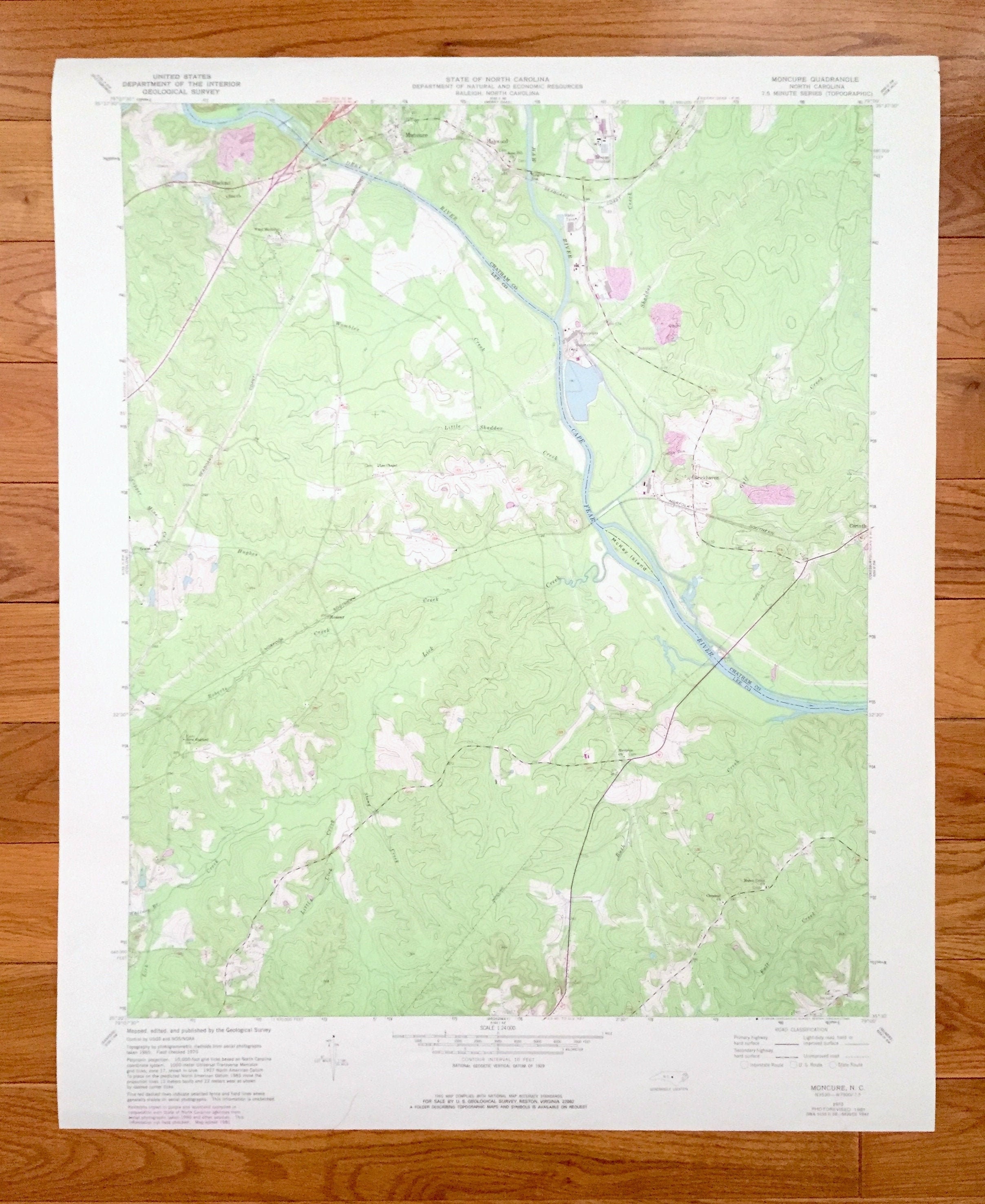 Antique Moncure North Carolina 1970 US Geological Survey | Etsy