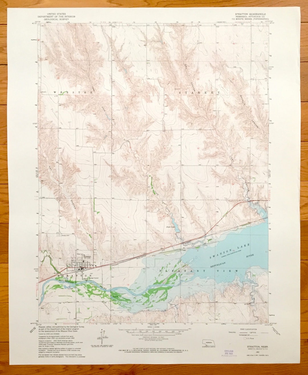 Antique Stratton, Nebraska 1962 US Geological Survey Topographic Map ...