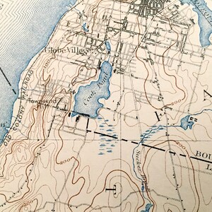 Antique 1893 Fall River, Massachusetts US Geological Survey Topographic ...