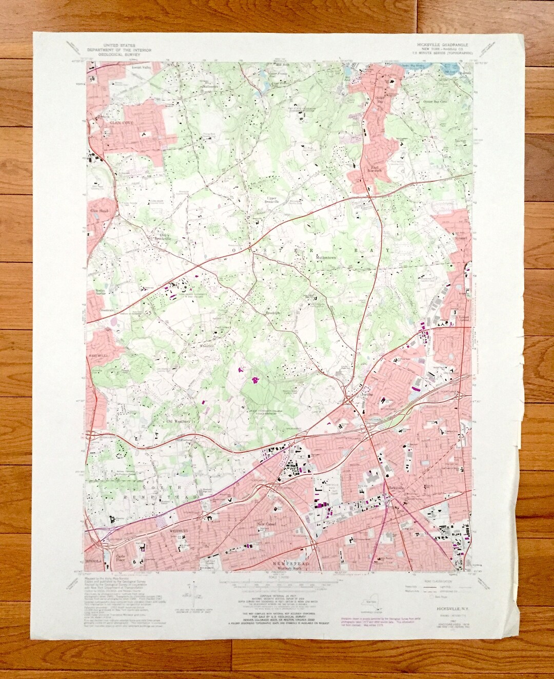 Antique Hicksville, New York 1967 US Geological Survey Topographic Map ...