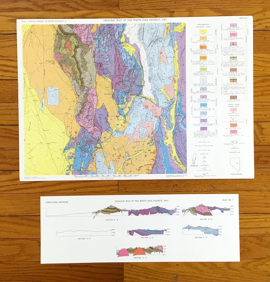 Antique White Pine District, Nevada 1962 US Geological Survey ...