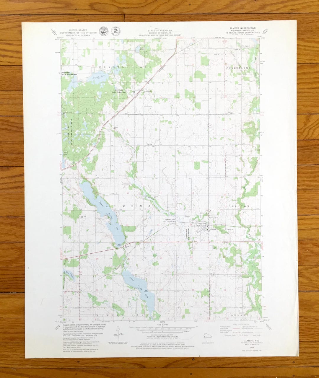 Antique Almena, Wisconsin 1978 US Geological Survey Topographic Map ...