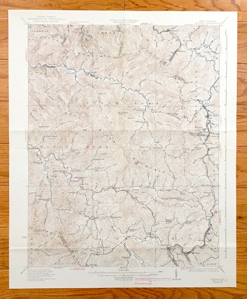 Antique Eccles, West Virginia 1932 US Geological Survey Topographic Map ...