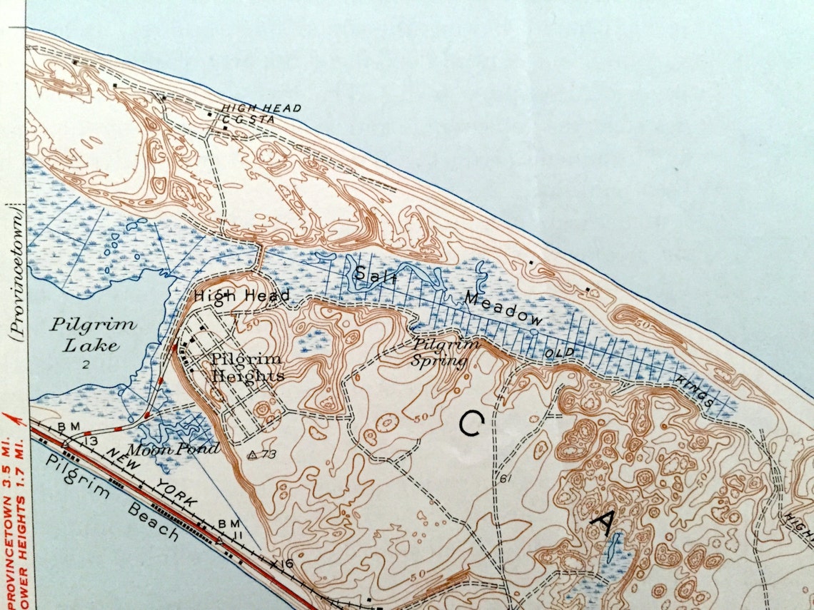 Antique Truro Cape Cod Massachusetts 1944 US Geological - Etsy