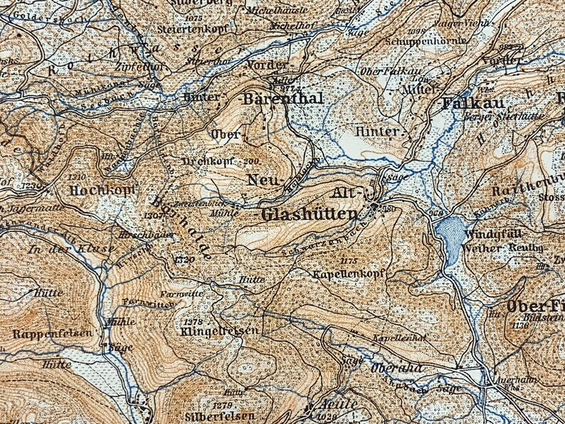 Antique 1911 Todtnau, Germany Map From Baedekers Guide Atlas – Baden ...