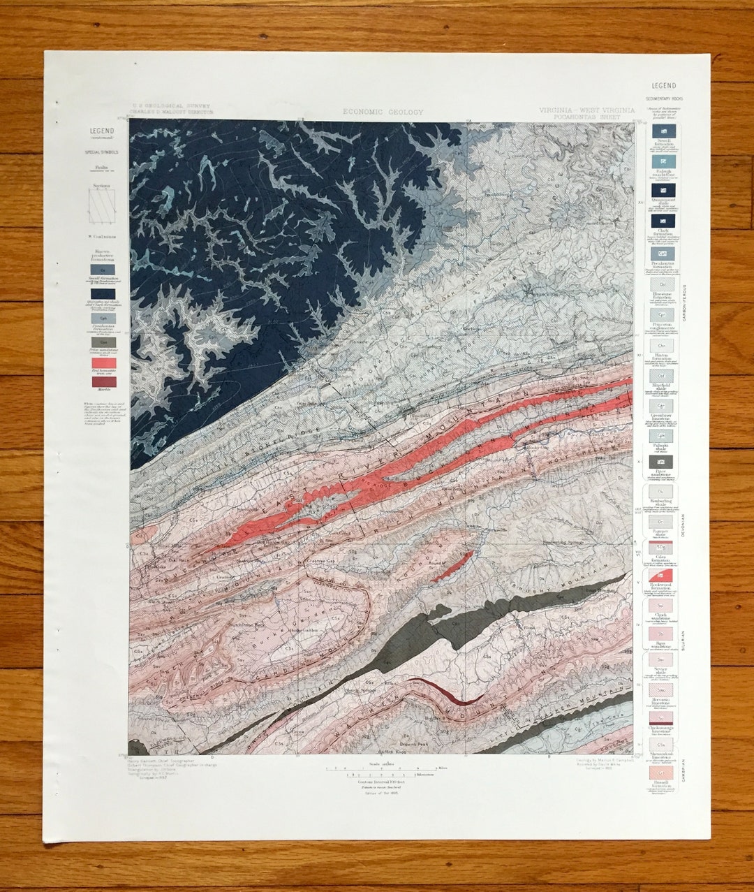 Antique Pocahontas, West Virginia 1895 US Geological Survey Topographic ...