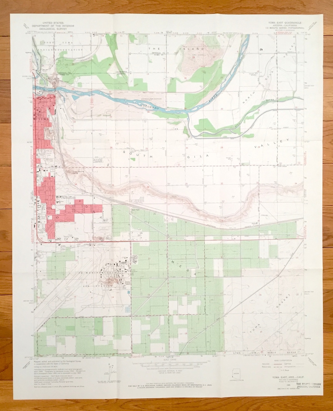 Antique Yuma, Arizona & CA 1965 US Geological Survey Topographic Map ...