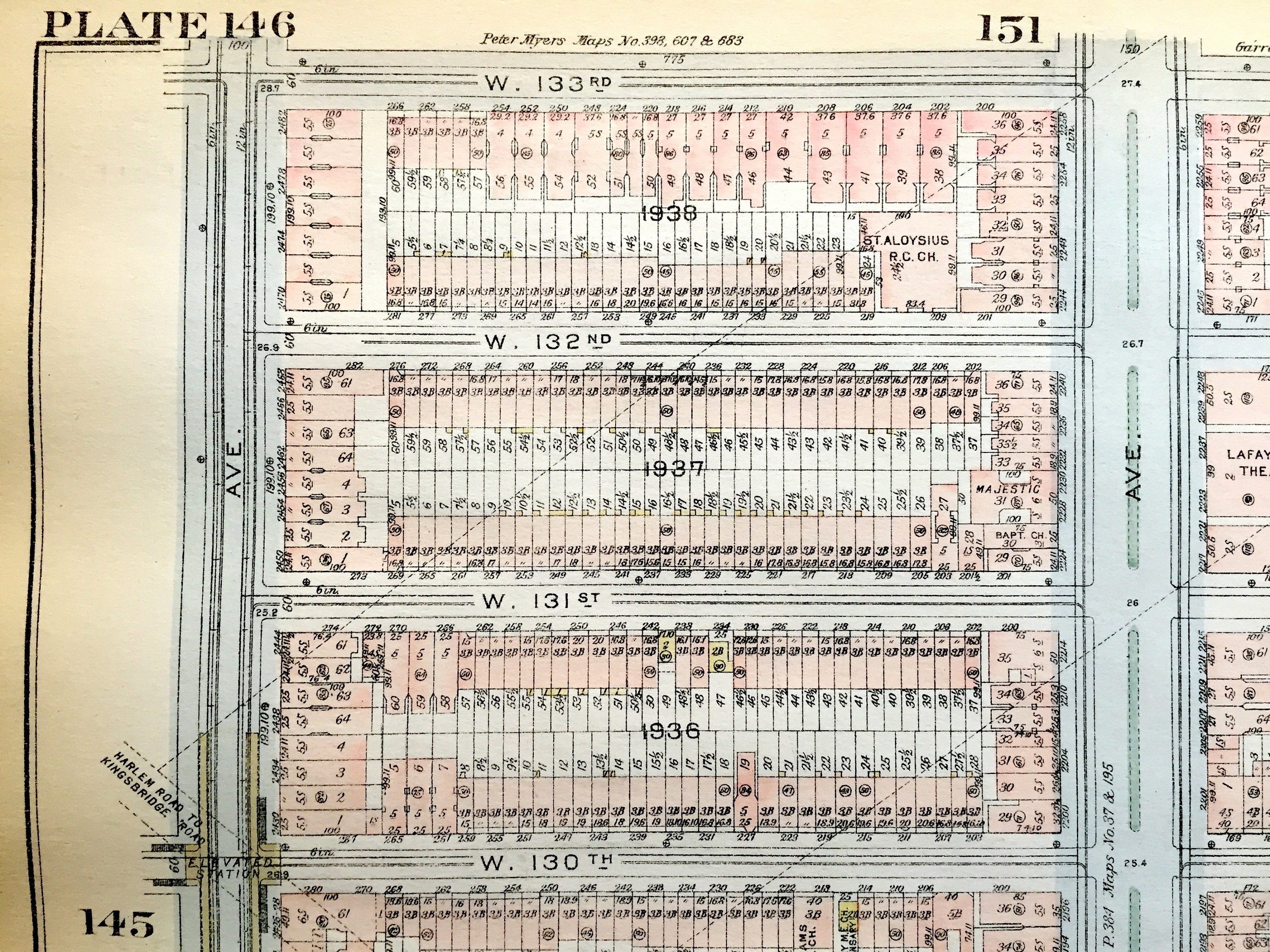 Antique Manhattan, New York City Map From Bromley's 1925 Manhattan Land ...