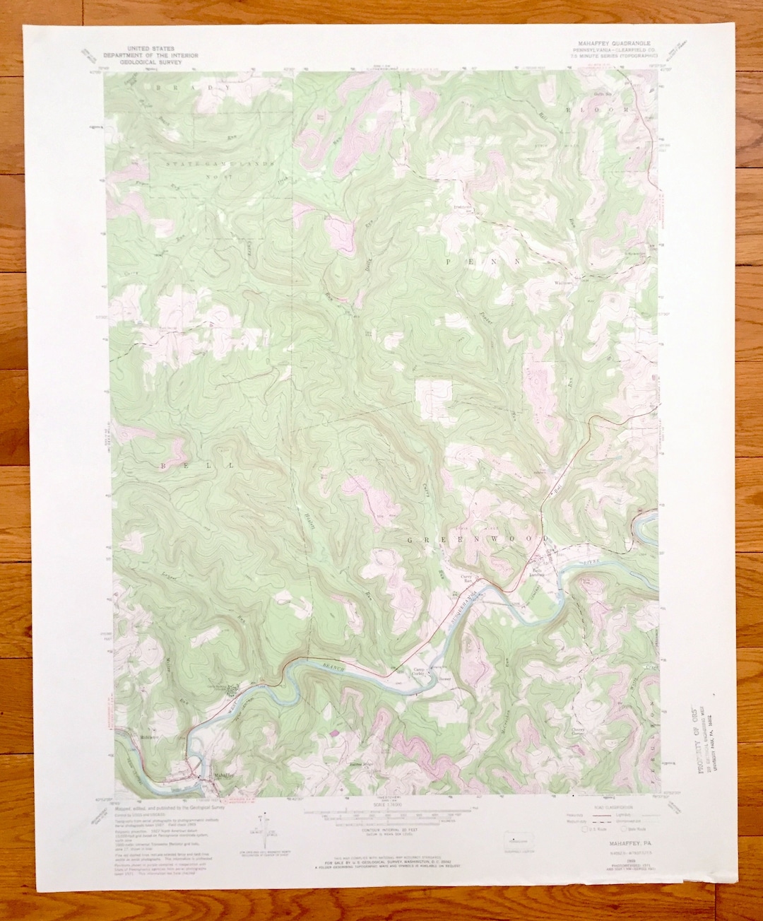 Antique Mahaffey, Pennsylvania 1959 US Geological Survey Topographic ...