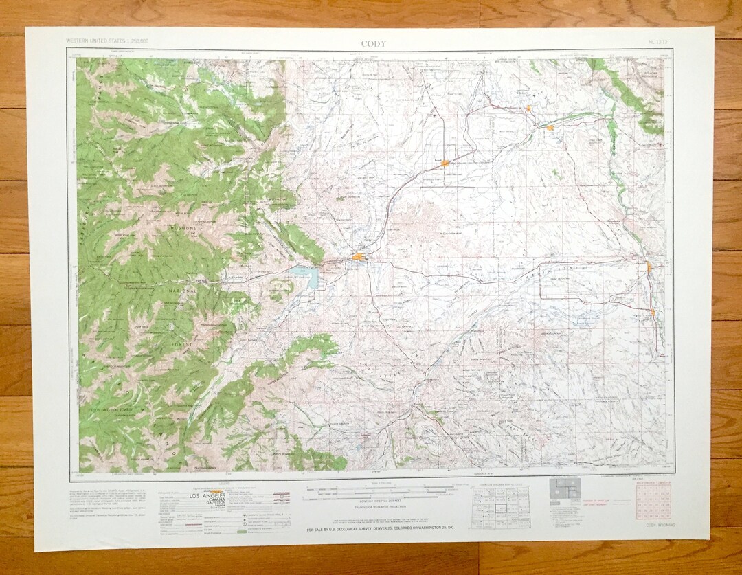 Antique Cody, Wyoming 1962 US Geological Survey Topographic Map Powell ...