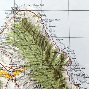 Antique Oahu, Hawaii 1952 US Geological Survey Topographic Map ...