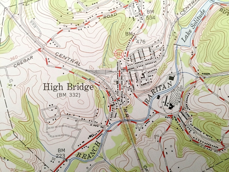 Antique High Bridge New Jersey 1954 US Geological Survey - Etsy