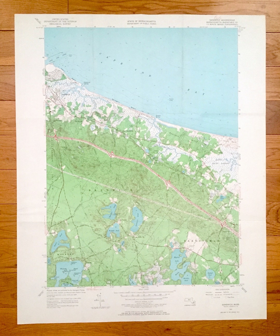 Antique Cape Cod, Sandwich, Massachusetts 1957 US Geological Survey ...