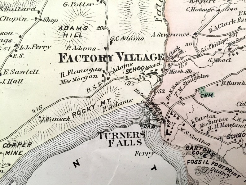 Antique 1871 Greenfield & Gill Massachusetts Map From F.W. - Etsy Israel