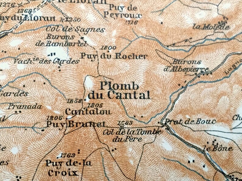 Antique 1914 Murat France Map From Baedekers Guide Atlas - Etsy