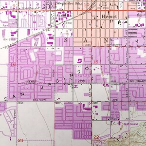 Antique Hemet, California 1953 US Geological Survey Topographic Map ...