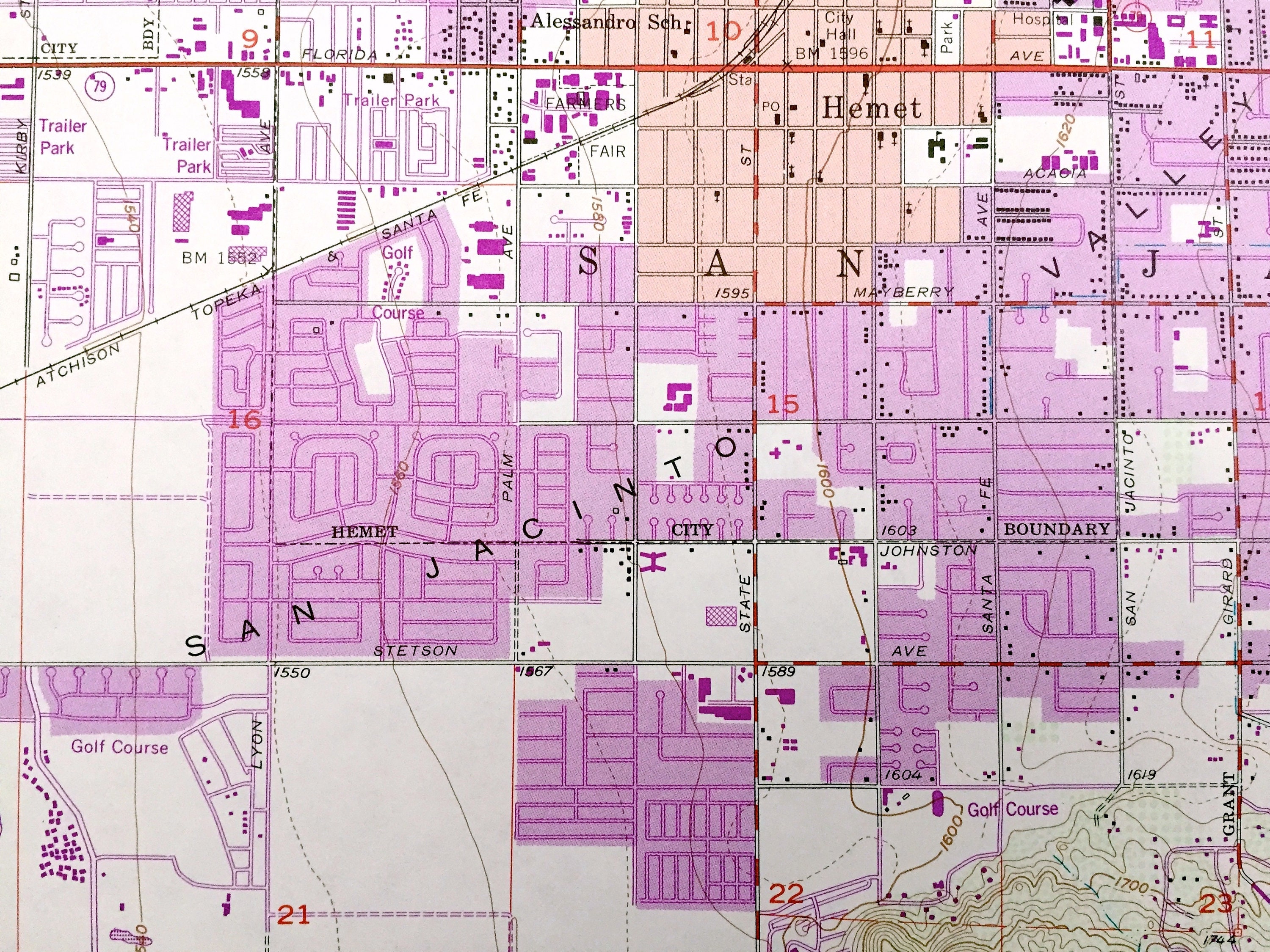 Antique Hemet, California 1953 US Geological Survey Topographic Map ...