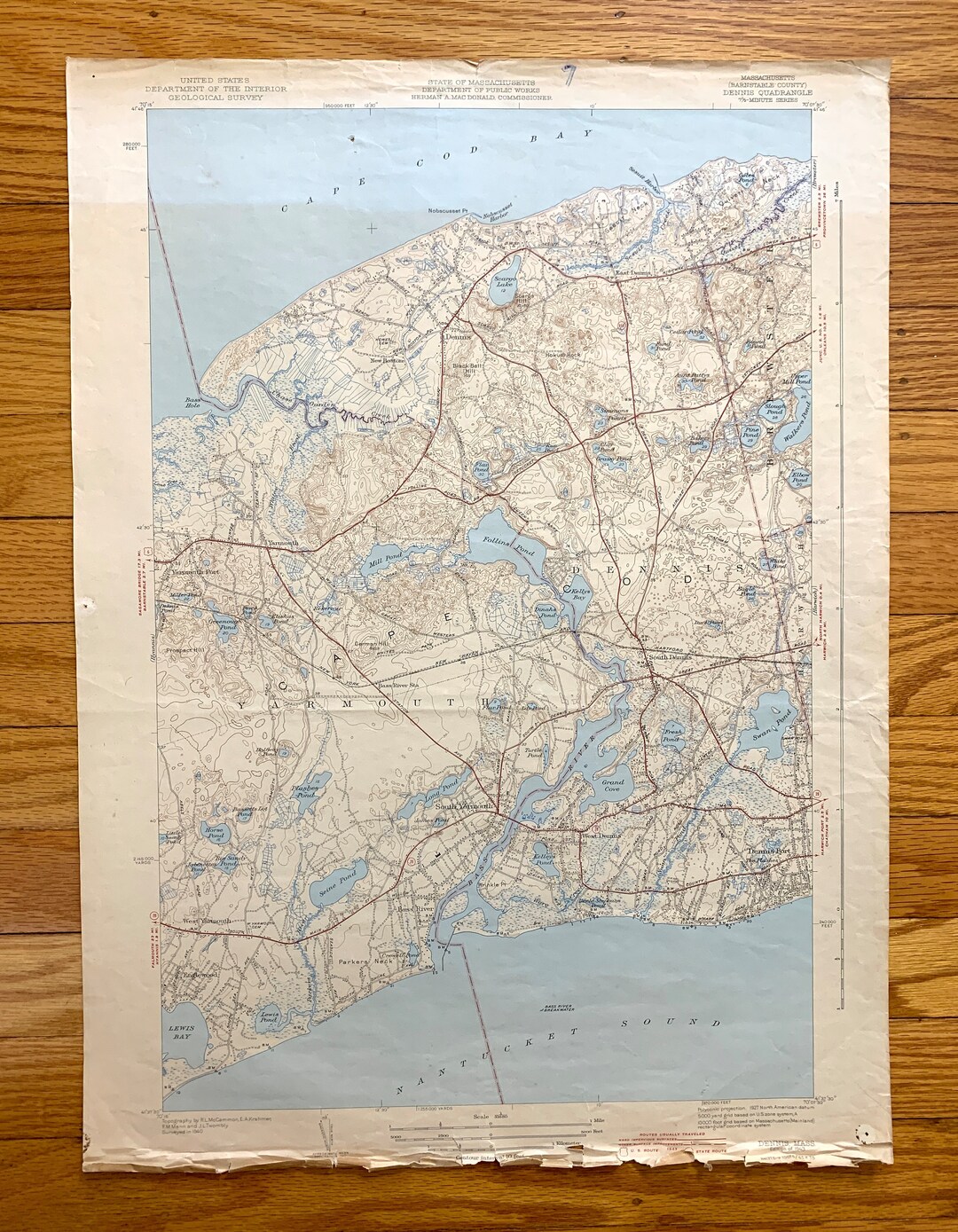 Antique Dennis, Massachusetts 1943 US Geological Survey Topographic Map ...