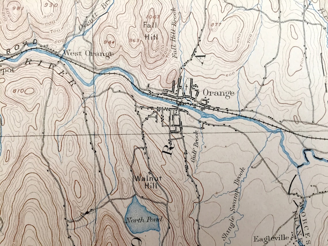 Antique Orange Massachusetts 1894 US Geological Survey | Etsy