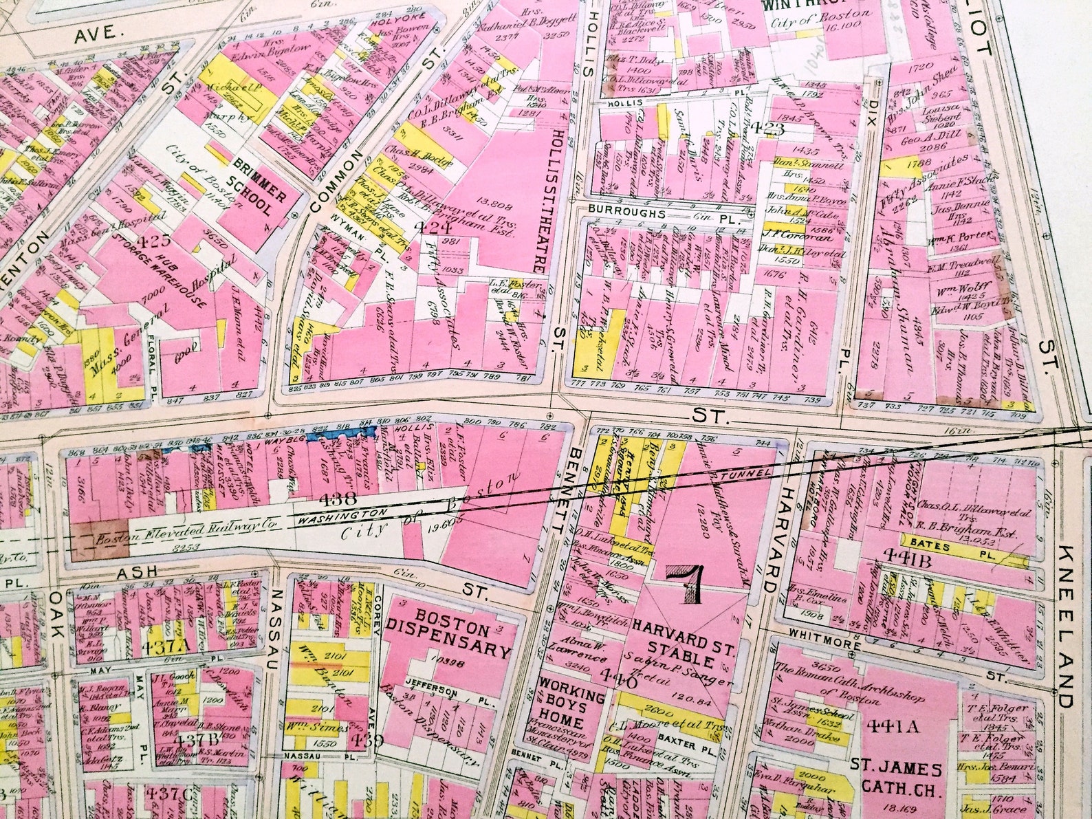 Antique 1908 Shawmut, Boston, Massachusetts Map From G.W. Bromley Atlas ...