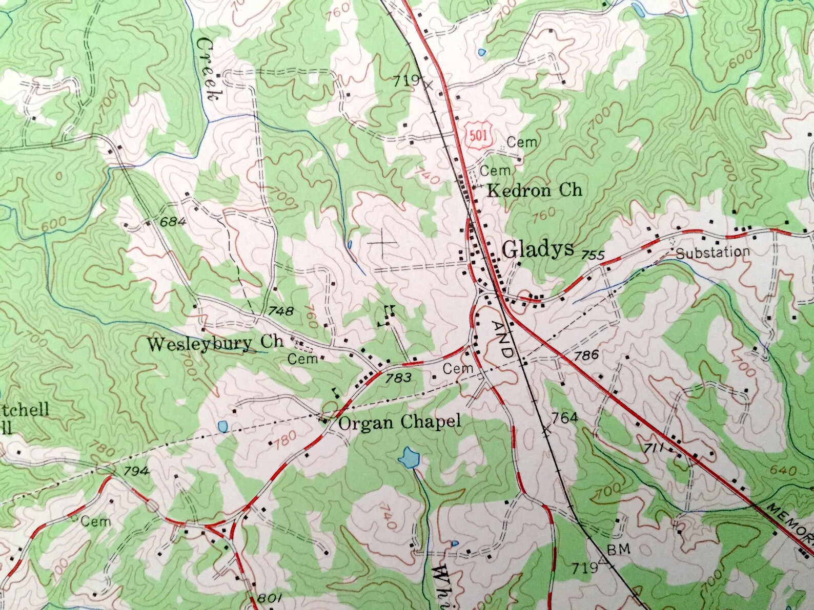 Antique Gladys, Virginia 1956 US Geological Survey Topographic Map ...