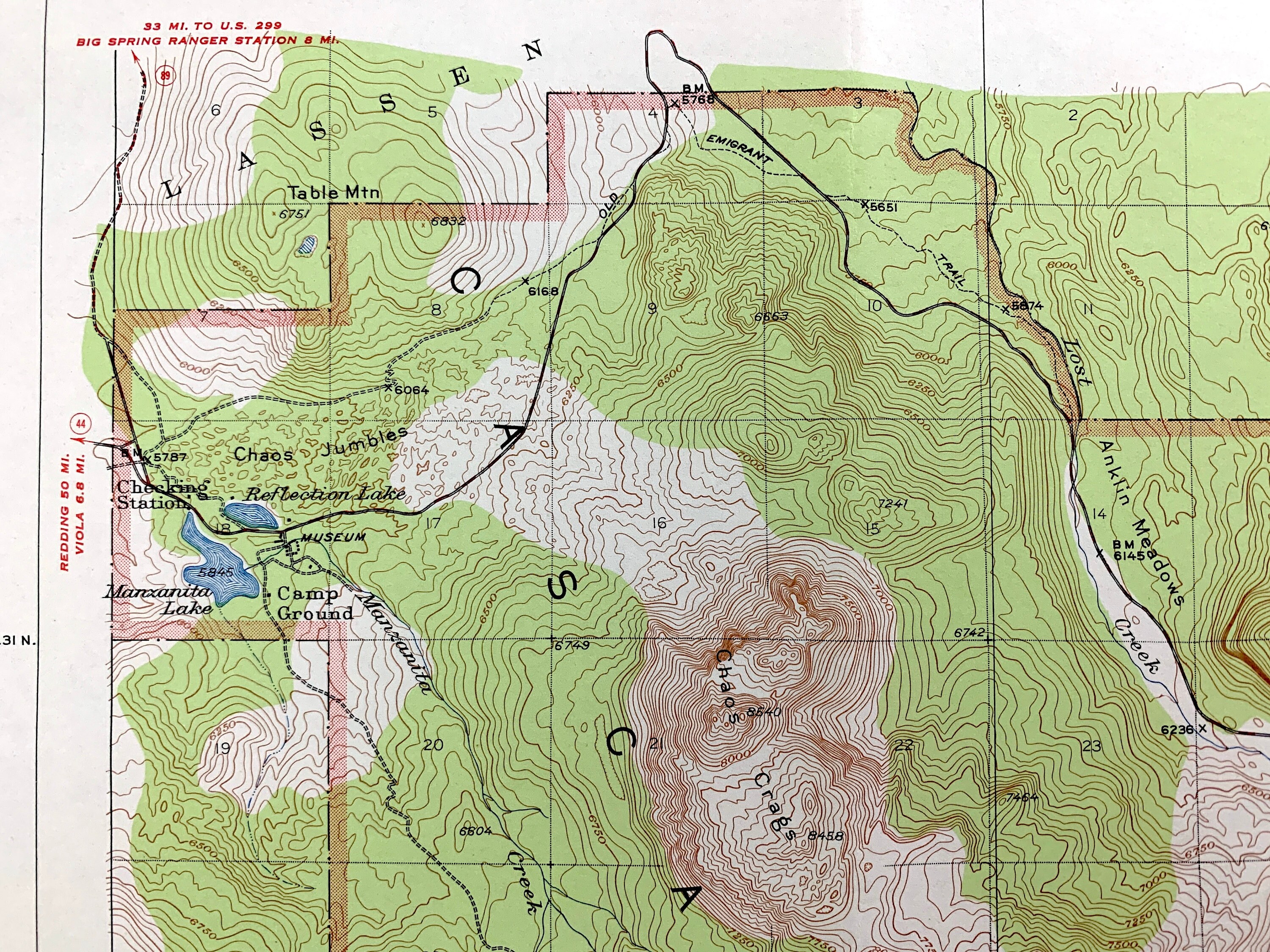 Antique Lassen Volcanic National Park, California 1926 US Geological ...
