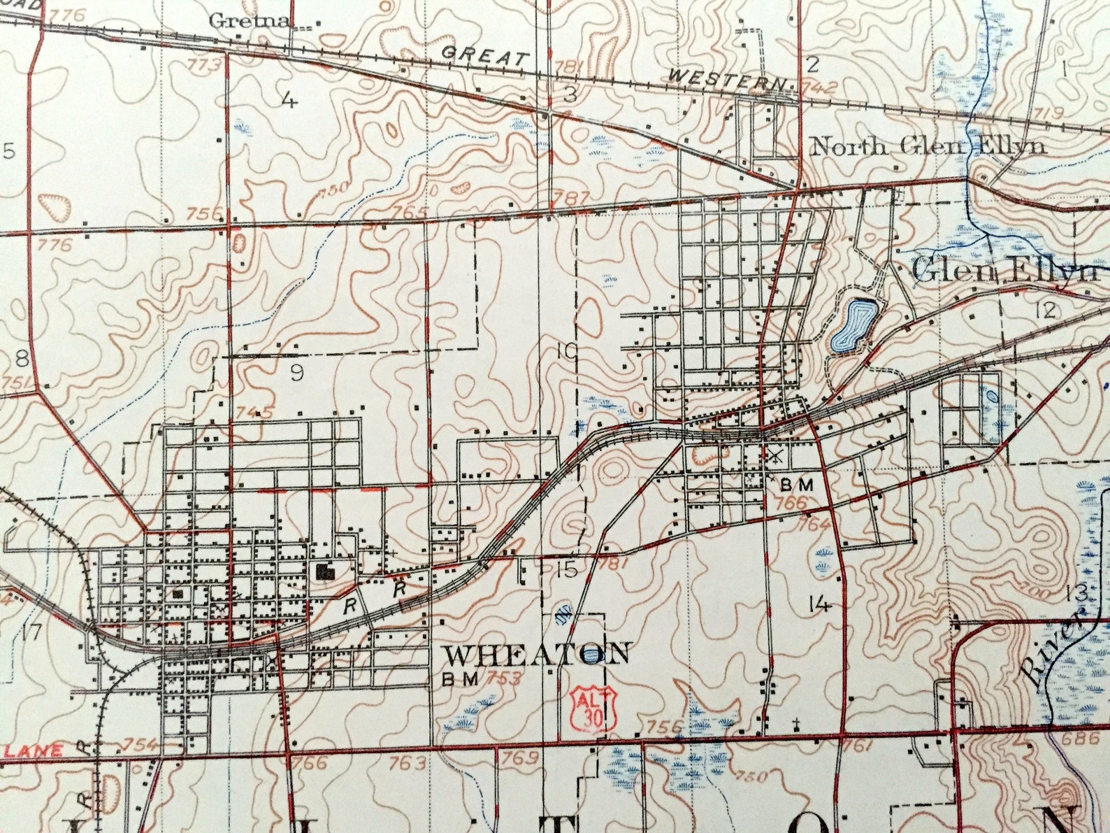 Antique Wheaton Illinois 1908 US Geological Survey - Etsy