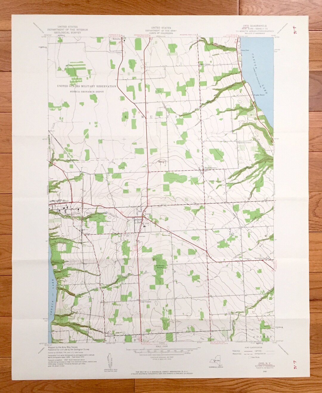 Antique Ovid, New York 1942 US Geological Survey Topographic Map ...