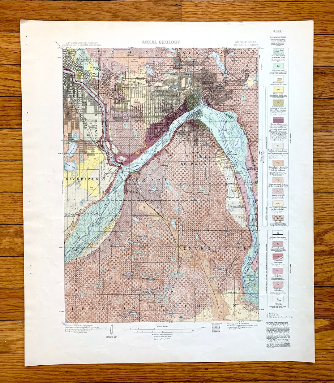 Antique St Paul, Minnesota 1915 US Geological Survey Topographic Map ...