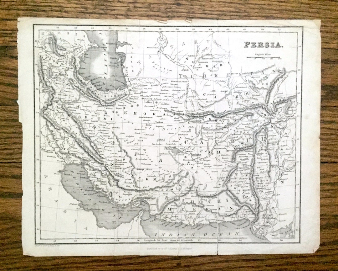 Antique 1845 Middle East Map by Archibald Fullarton & Co – Iran, Iraq ...