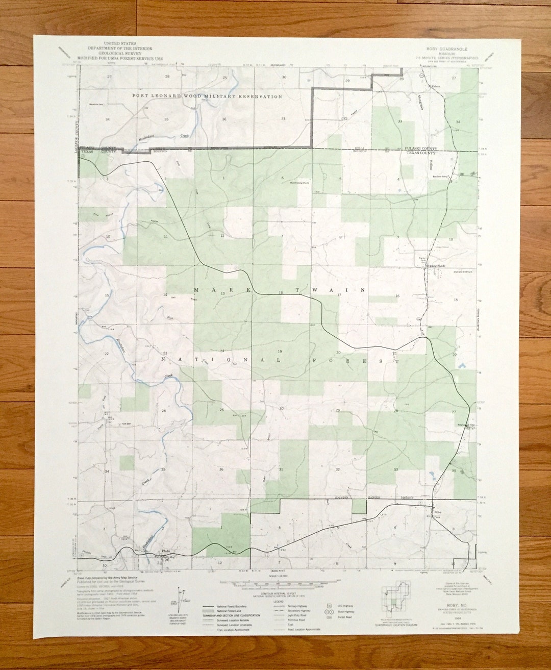 Antique Roby, Missouri 1954 US Geological Survey Topographic Map ...