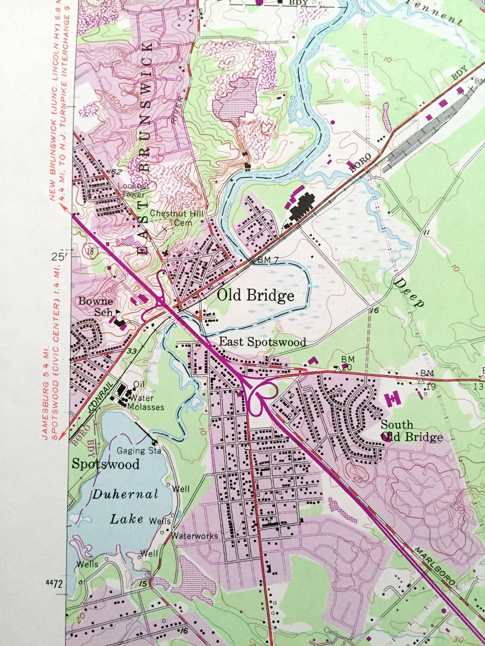 Antique South Amboy, New Jersey 1954 New Jersey US Geological Survey ...