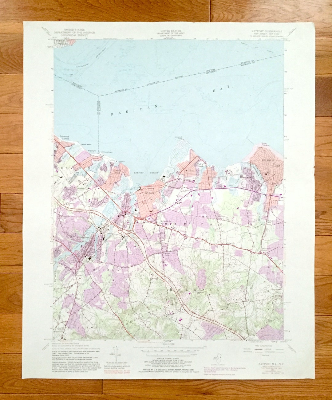 Antique Keyport, New Jersey 1954 US Geological Survey Topographic Map ...