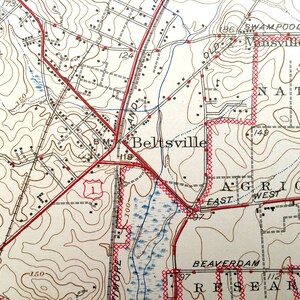 Antique Beltsville, Maryland 1945 US Geological Survey Topographic Map ...