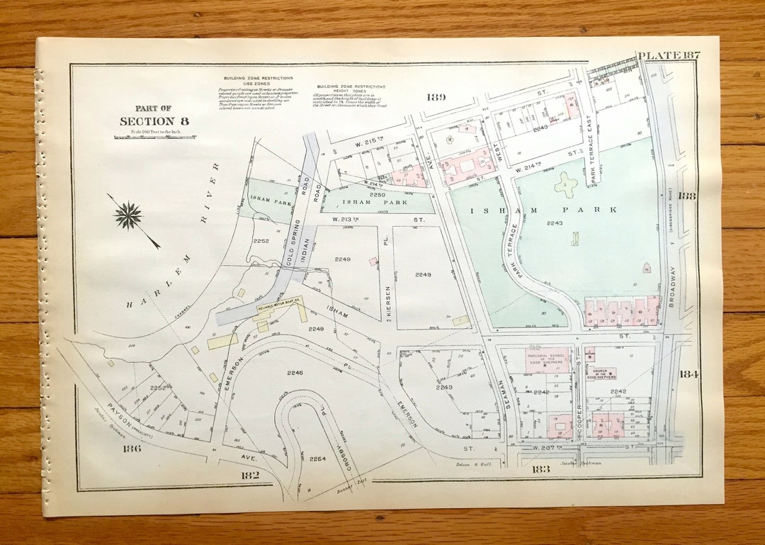 Antique Manhattan, New York City Map From Bromley's 1925 Manhattan Land ...