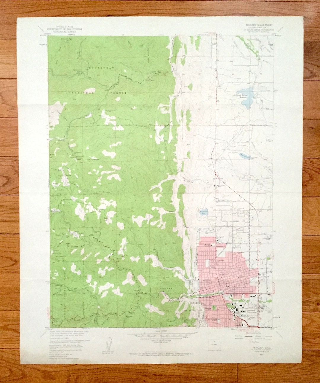 Antique Boulder, Colorado 1957 US Geological Survey Topographic Map ...