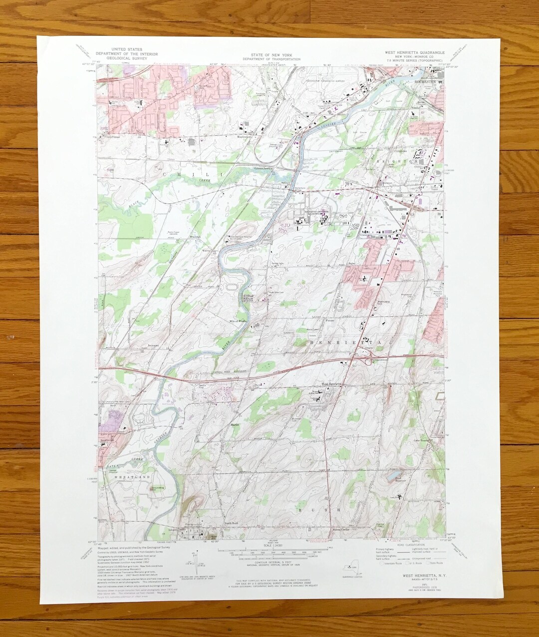 Antique Henrietta, New York 1971 US Geological Survey Topographic Map ...